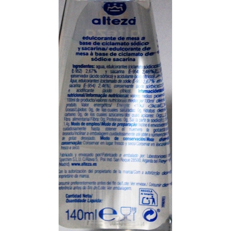 Comprar Edulcorante Liquido Alteza. 140ml